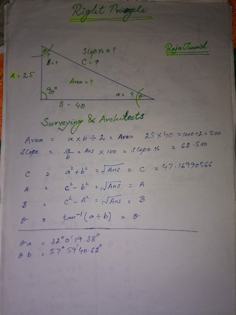 Calculation Of Right Angle Triangle - Surveying & Architects